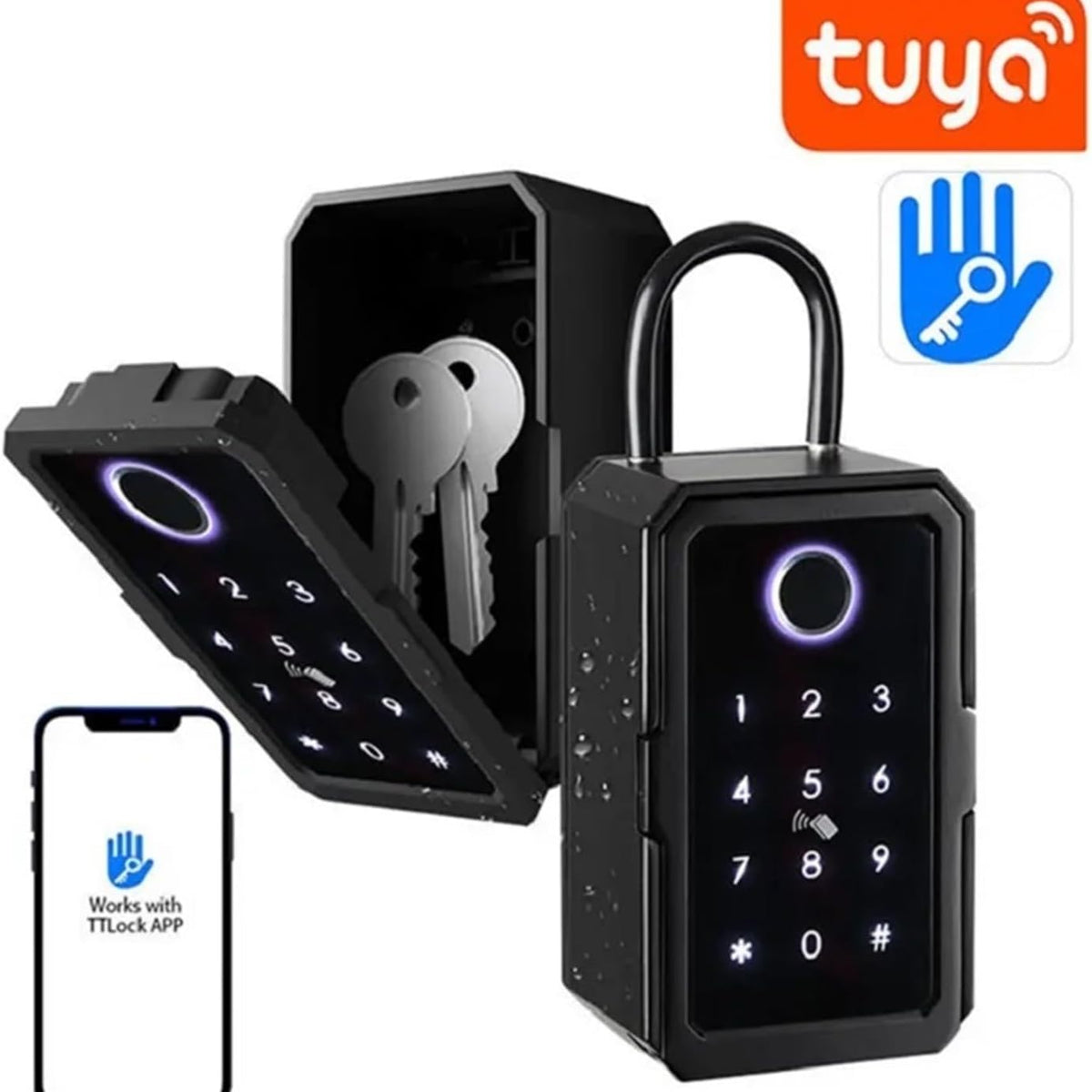 Weatherproof Remote Control WiFi TTlock Tuya Fingerprint Safe Smart Ke ...