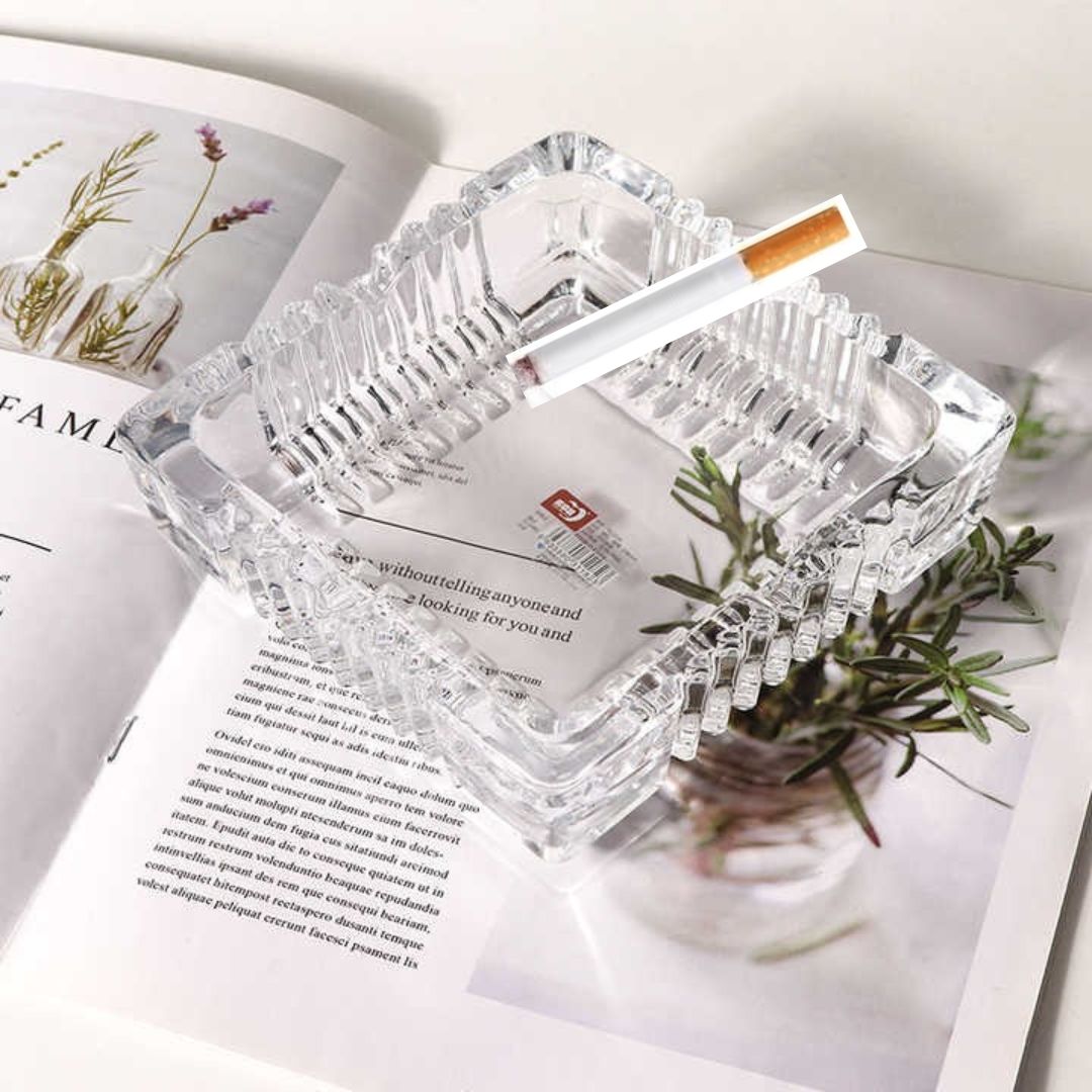 GLASS ASH TRAY SQUARE CLEAR – iDecorator