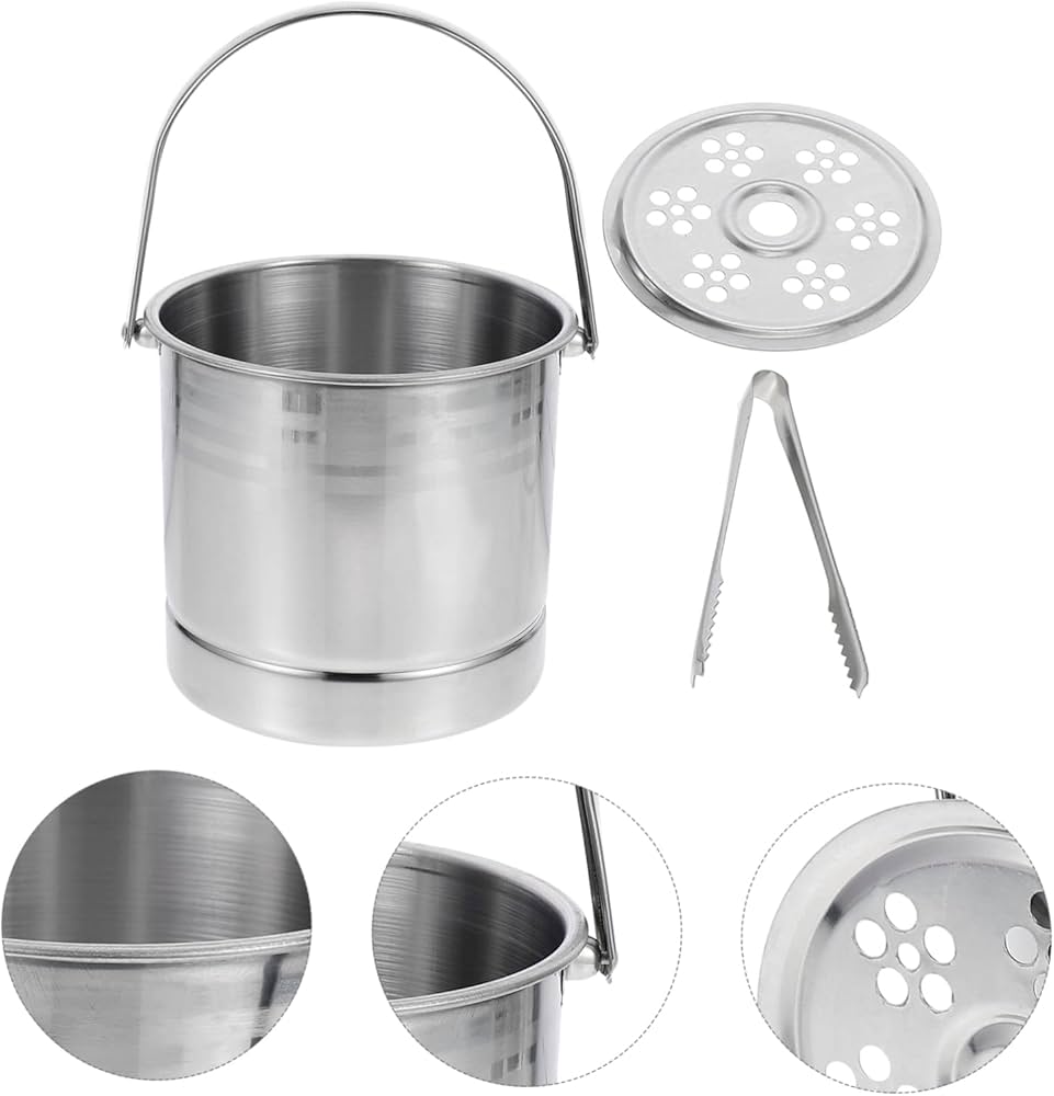 metallic Ice cube bucket with a liquid separator plus tong – iDecorator