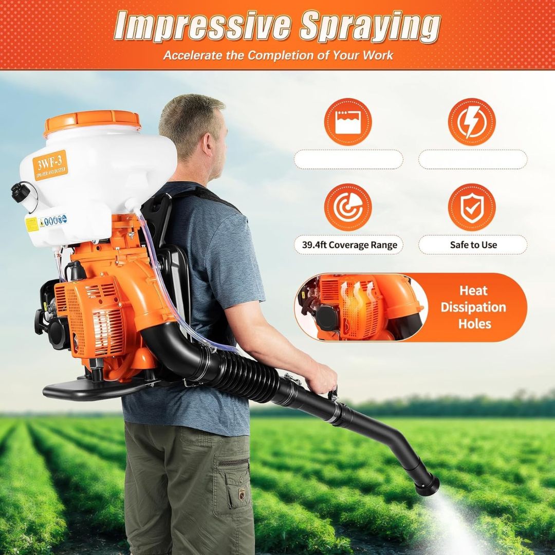 AgroMist 3WF-3A Gasoline Knapsack Mist Blower & Duster (14L Capacity ...