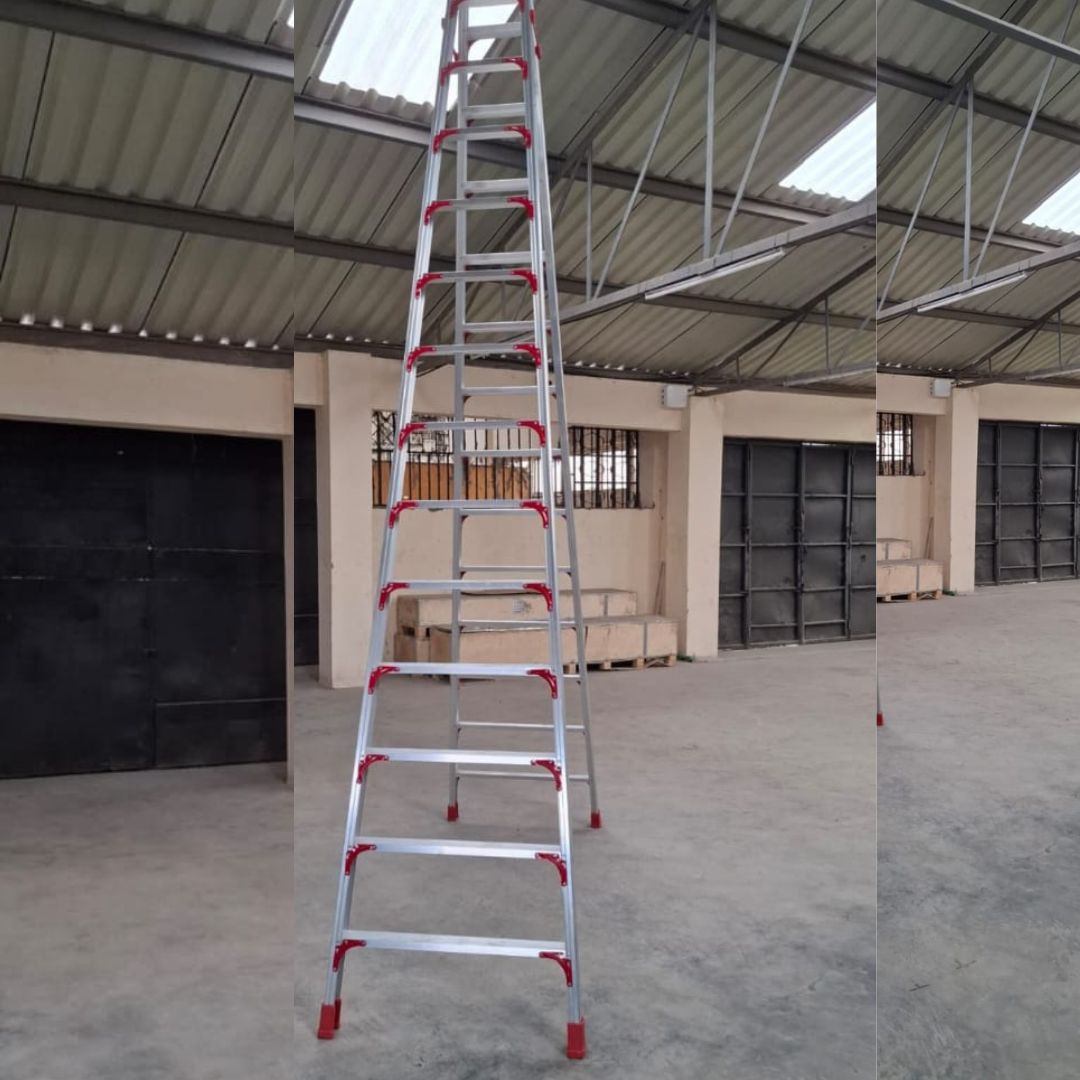 Aluminum Double-Sided A-Type Ladder – 14 Steps (14ft / 4.3m) – iDecorator